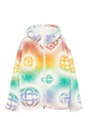 Casablanca Monogram Pattern Hooded Zip Jacket - White