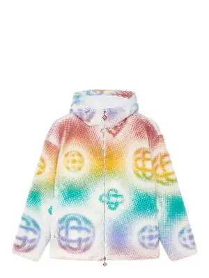 Casablanca Monogram Pattern Hooded Zip Jacket - White