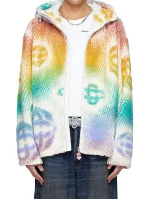 Casablanca Monogram Pattern Hooded Zip Jacket - White