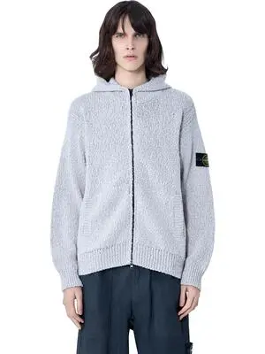Stone Island Zip-up Knit Hoodie - Gray