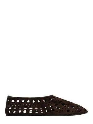 Alaïa Suede Vienne Slippers - Brown