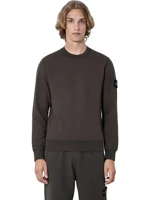 Stone Island Crewneck Sweatshirt With Sleeve Patch - Green