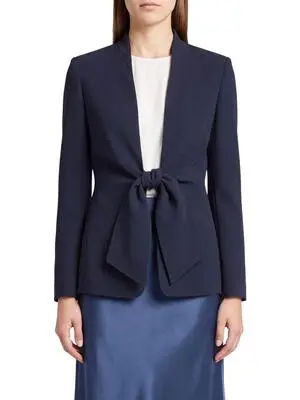 Max Mara MAX MARA Slim Fit Short Cady Blazer With Tie Fastening Blue