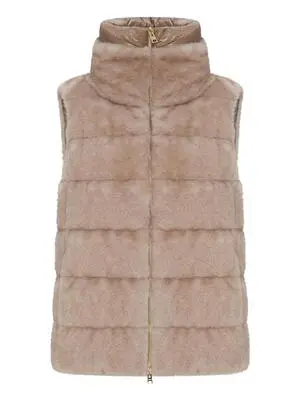 Herno Eco-fur Sleeveless Jacket With Zip - Multicolor