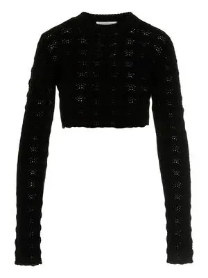 Sportmax Medea Cropped Pointelle Sweater - Black