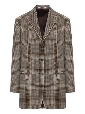 Tagliatore Checked Wool Blend Blazer Jacket With Three Buttons - Multicolor