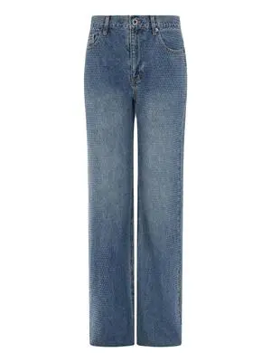 SELF-PORTRAIT Jeans With Rhinestones - Blue