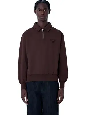 Prada Cotton Jersey Logo Motif Sweatshirt - Brown