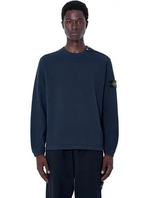 Stone Island Crewneck Sweatshirt With Sleeve Logo Patch - Blue