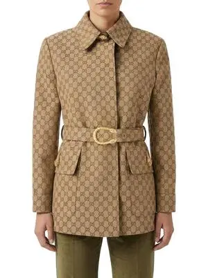 Gucci Gg Cotton Blend Jacket - Cream
