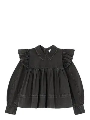 GANNI Blouse With Collar - Black