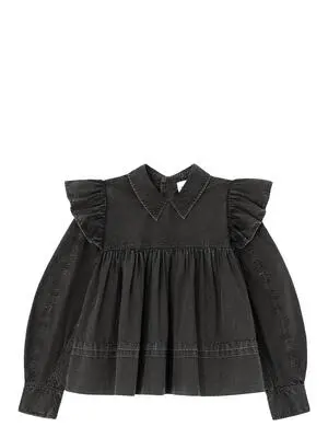 GANNI Blouse With Collar - Black