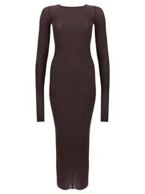 Rick Owens Long-sleeved Midi Dress - Brown