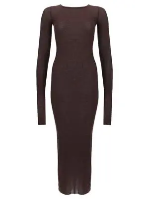 Rick Owens Long Sleeve Midi Dress - Brown