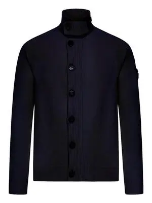 Stone Island Regular Fit Sweater With Zip And Button Fastening - Blue