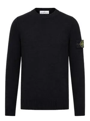 Stone Island Melange Effect Sweater With Compass Logo - Black