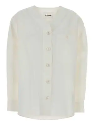 JIL SANDER Linen Blend Oversize Shirt - White