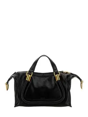 Chloé Leather Paraty 24 Handbag - Black