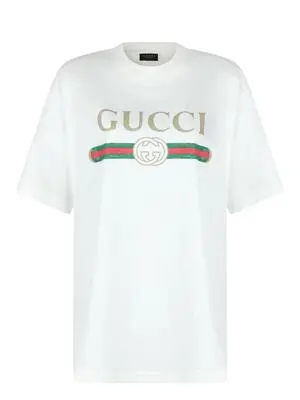 Gucci Cotton Blend Logo Print T-shirt - White