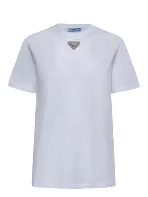 Prada Rhinestone Embellished Cotton T-shirt - Multicolor