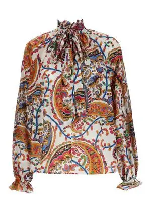 Etro Etro Silk Blend Paisley Print Blouse Multicolor