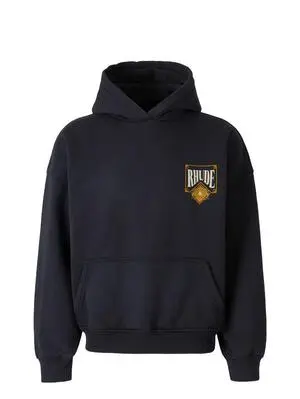 Rhude Logo Print Cotton Hoodie - Blue