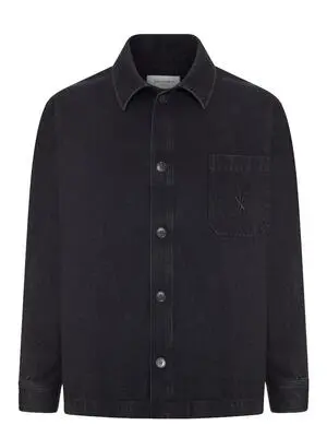 Saint Laurent Overshirt Cassandre In Denim Black Sand - Multicolor