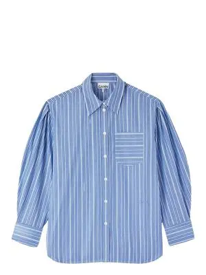 GANNI Striped Organic Cotton Shirt - Multicolor