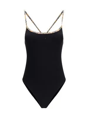 Burberry Check Trim Swimsuit - Black