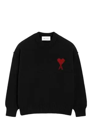 AMI Paris Felted Merino Wool Jumper - Black