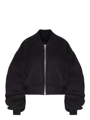 Rick Owens Alpaca Wool Zip Up Bomber Jacket - Black
