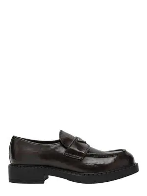 Prada Chocolate Leather Loafers - Brown