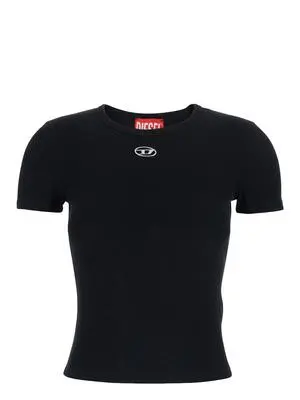 DIESEL® Ribbed Dlogo Applied T-shirt - Black