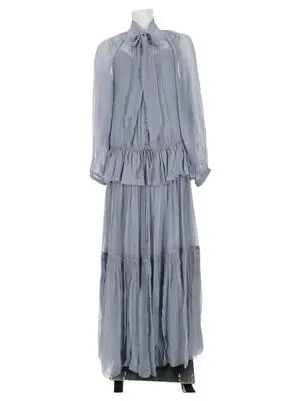 Chloé Silk Tiered Long Sleeve Maxi Dress - Gray