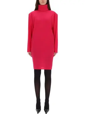 Saint Laurent Silk Blend Turtleneck Dress - Pink