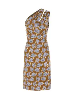 Versace Printed Stretch Crepe One-shoulder Dress - Multicolor