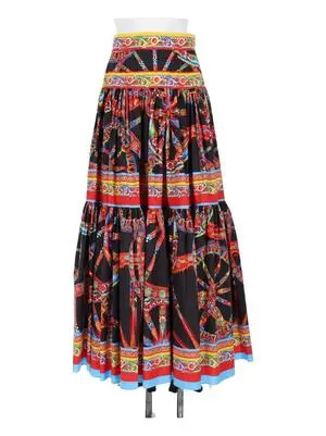 Dolce & Gabbana Printed Cotton Maxi Skirt - Multicolor