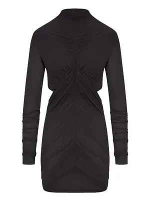 Rick Owens Long Draped Viscose T-shirt With Long Sleeves - Black
