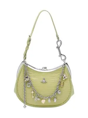 VIVIENNE WESTWOOD Charm Bag In Lime Croc-effect Patent Leather - Green