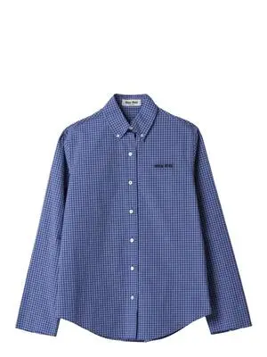 Miu Miu Checked Button Up Shirt - Blue