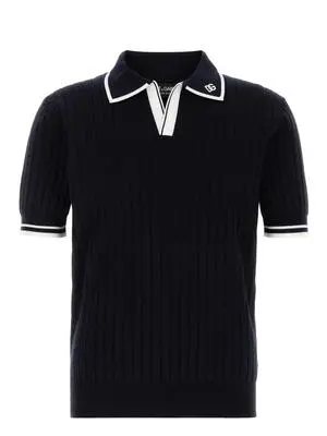 Dolce & Gabbana Midnight Knit Polo Shirt - Blue