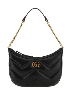 Gucci Leather Gg Marmont Shoulder Bag - Black