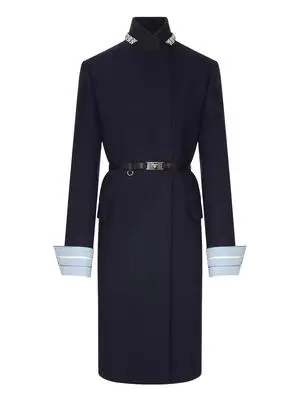 Prada Long Wool Coat - Blue