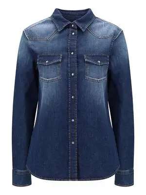 Jacob Cohen Lightweight Denim Western Long Sleeve Shirt - Blue