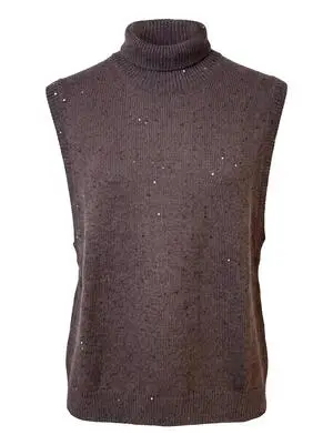 Brunello Cucinelli Sequined Turtleneck Vest - Multicolor