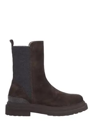 Brunello Cucinelli Suede Chelsea Boot With Lug Sole - Brown