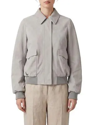 Loewe Ovine Leather Bomber Jacket - Gray