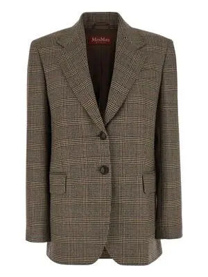 Max Mara Virgin Wool Check Jacket - Black