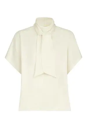 Brunello Cucinelli Silk Bow Neck Blouse - Multicolor