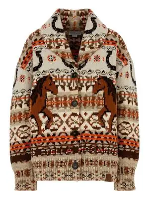 Stella McCartney Embroidered Wool Fair Isle Oversize Cardigan - Multicolor